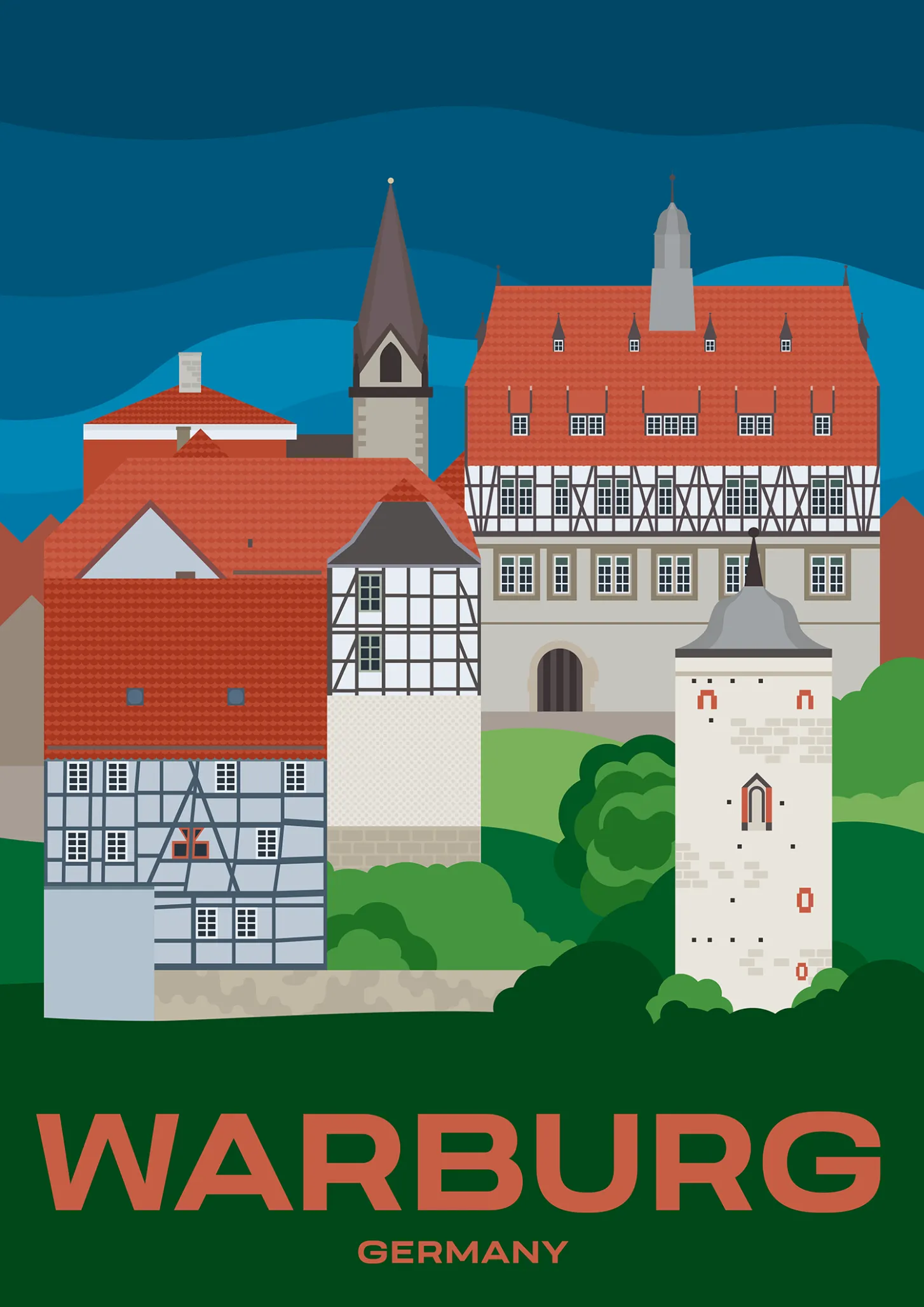 Warburg | Illustrated travel posters of Places We Have Been To
